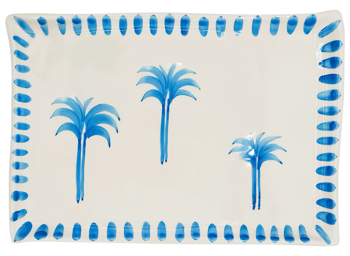 Blue Palm Tree Tray - Large – plateandpeonie